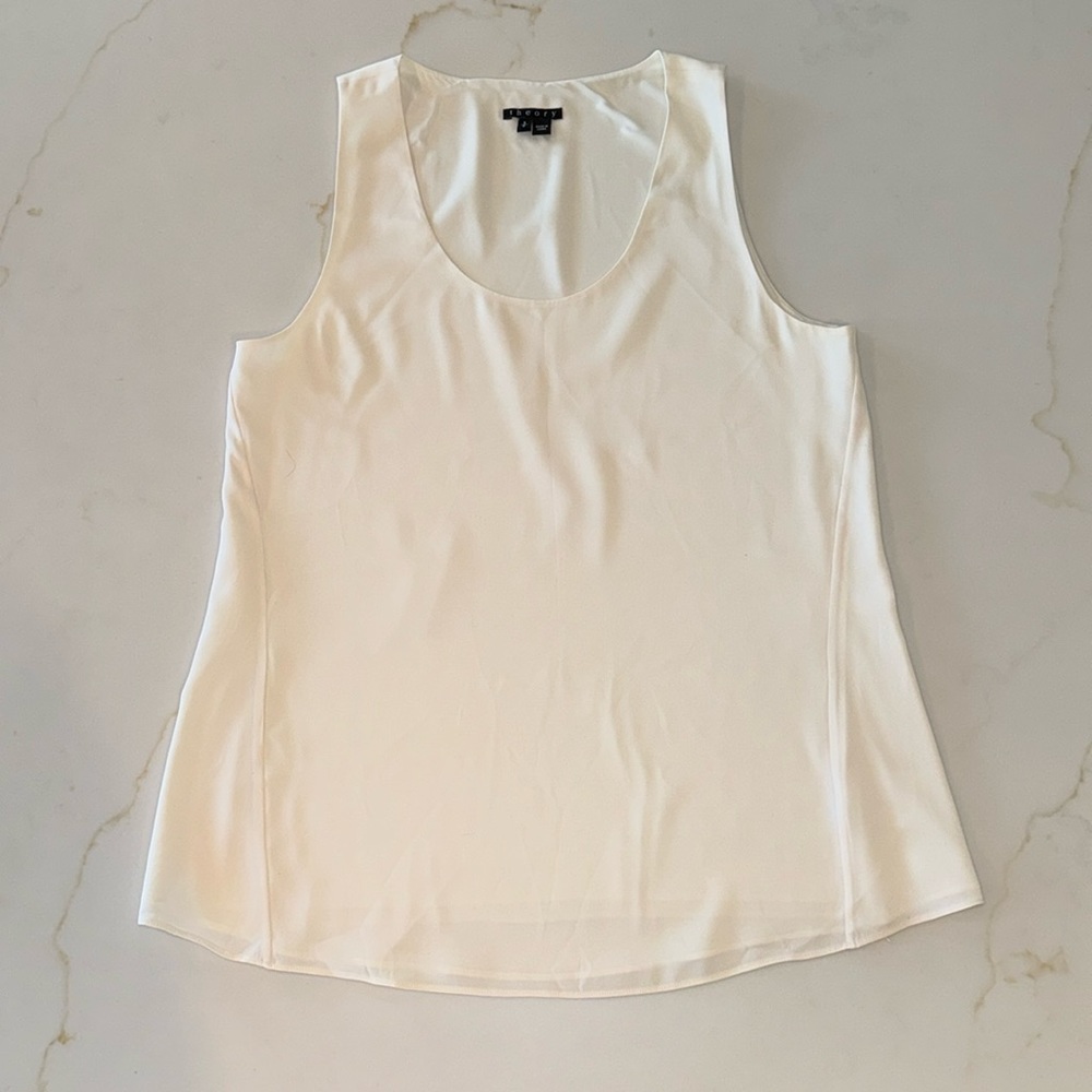 Theory Cream Silk Sleeveless Silk Blouse Size Small. - Gem